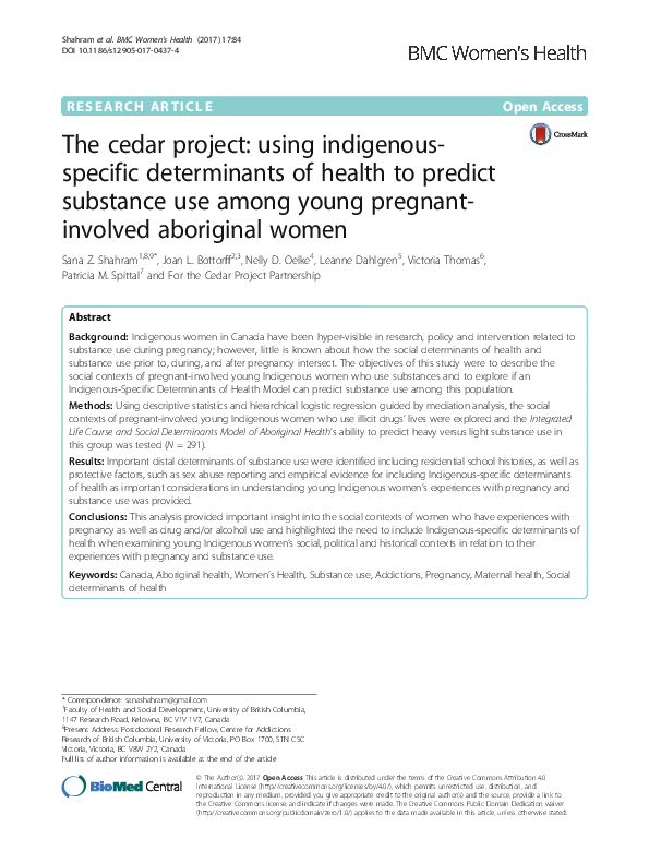(PDF) The cedar project: using indigenous-specific determinants of ...