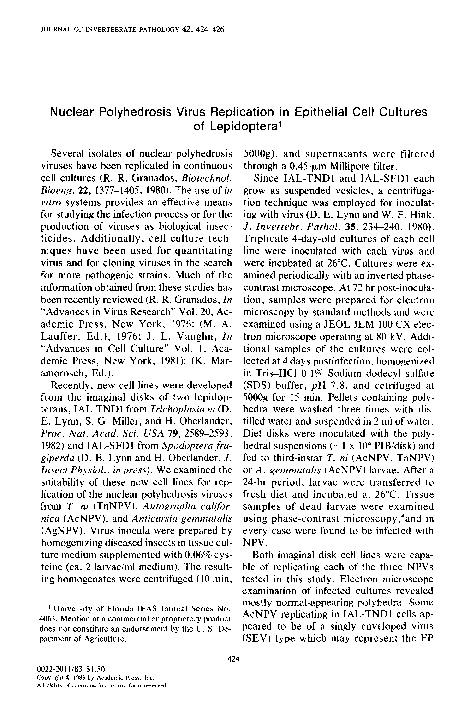 (PDF) Nuclear polyhedrosis virus replication in epithelial cell ...