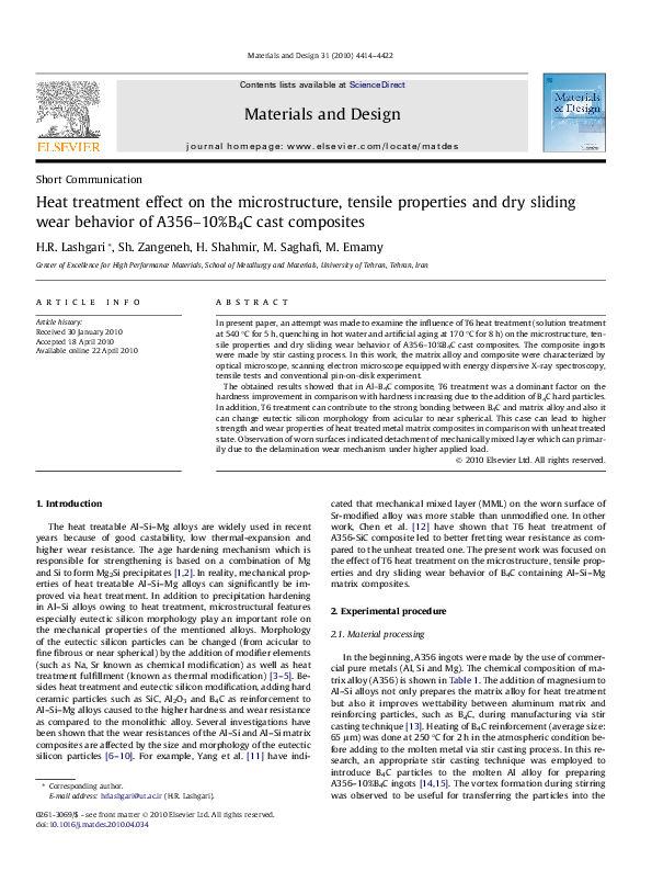(PDF) Heat treatment effect on the microstructure, tensile properties and dry sliding wear ...