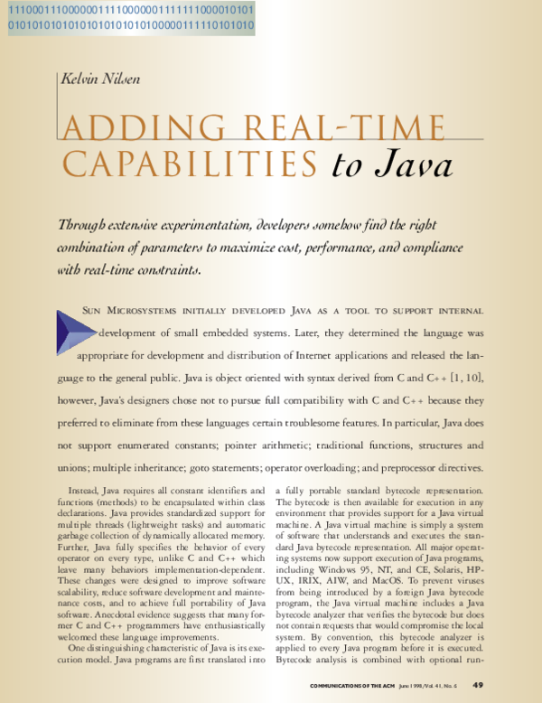 (PDF) Adding real-time capabilities to Java
