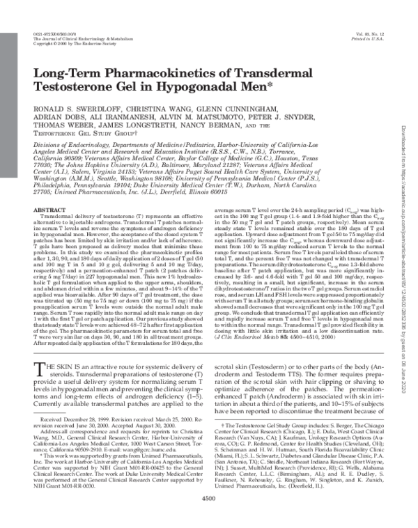 (PDF) Long-Term Pharmacokinetics of Transdermal Testosterone Gel in ...