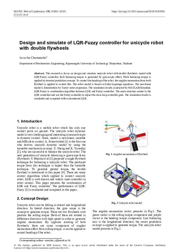 (PDF) Design and simulate of LQR-Fuzzy controller for unicycle robot ...
