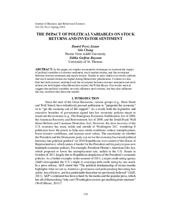 (PDF) The impact of political variables on stock returns and investor ...