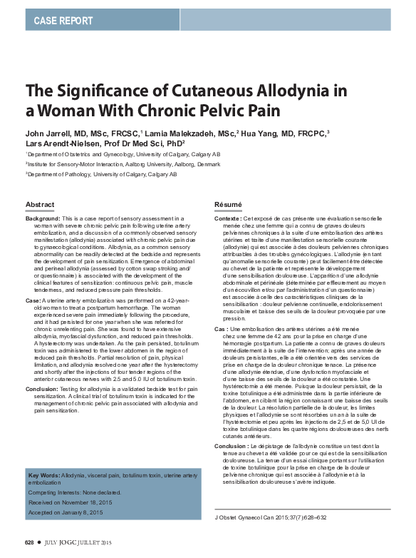 (PDF) The Significance of Cutaneous Allodynia in a Woman With Chronic ...