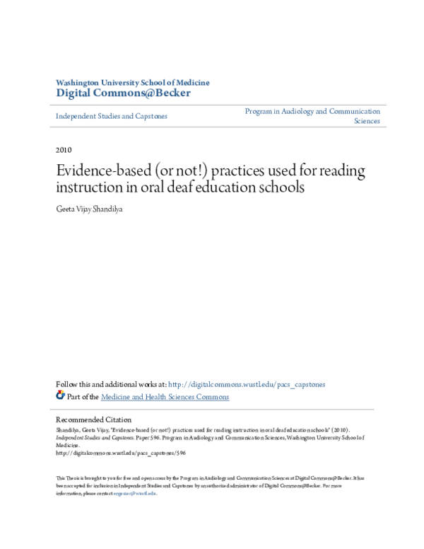 (PDF) Evidence-based (or not!) practices used for reading instruction ...