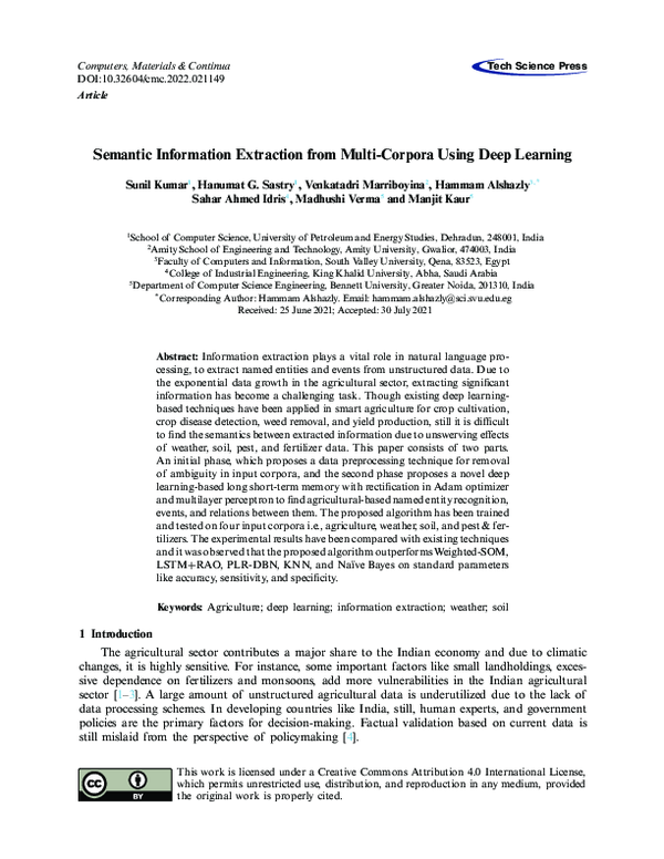 Pdf Semantic Information Extraction From Multi Corpora Using Deep