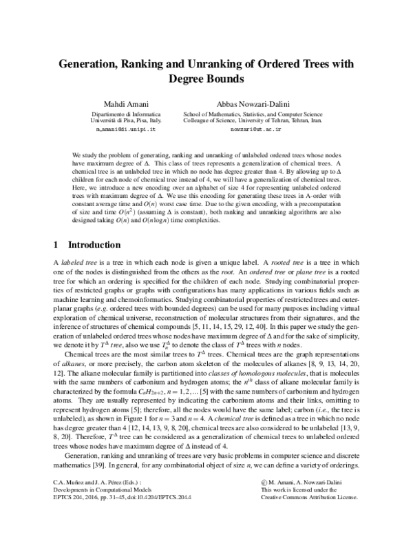 (PDF) Generation, Ranking and Unranking of Ordered Trees with Degree Bounds