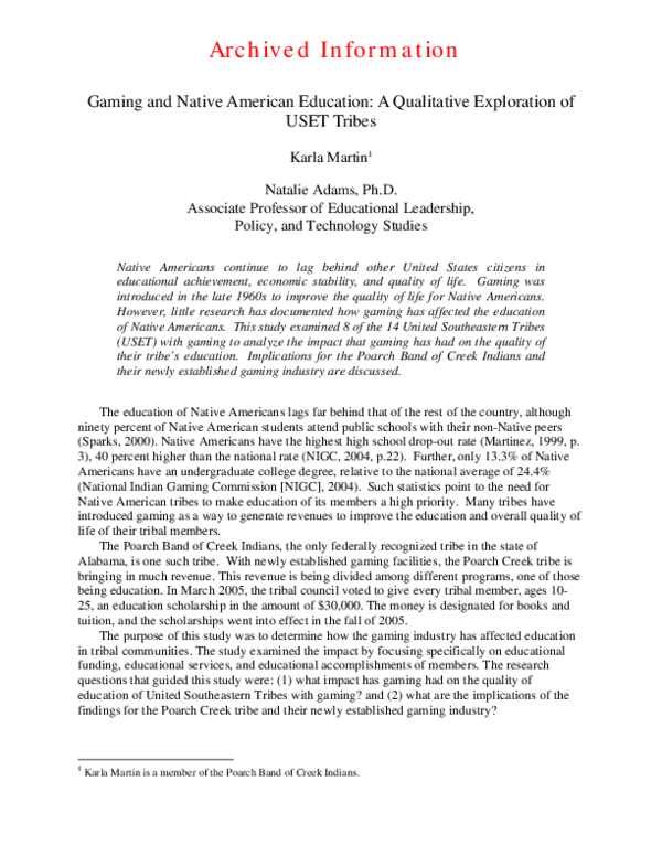 (PDF) Gaming and Native American Education: A Qualitative Exploration ...