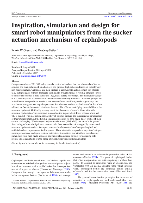 Pdf Inspiration Simulation And Design For Smart Robot Manipulators From The Sucker Actuation