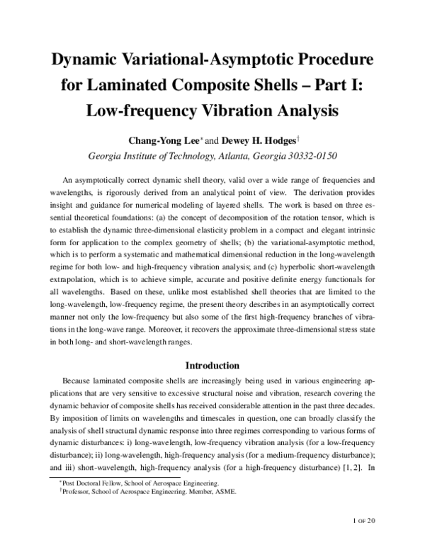 (PDF) Dynamic Variational-Asymptotic Procedure for Laminated Composite ...
