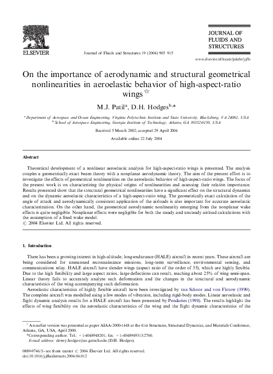 (PDF) On the importance of aerodynamic and structural geometrical nonlinearities in aeroelastic ...