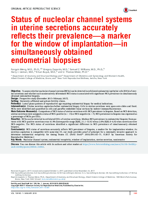 (PDF) Status of nucleolar channel systems in uterine secretions ...