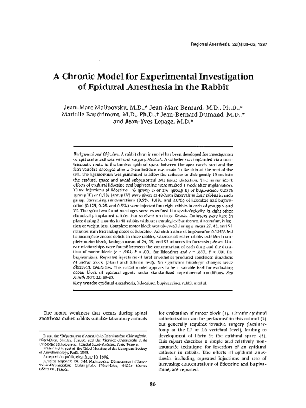(PDF) A chronic model for experimental investigation of epidural ...