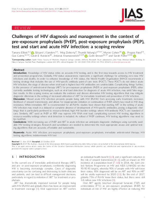 (PDF) Challenges of HIV diagnosis and management in the context of pre ...