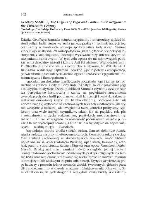 (PDF) Geoffrey SAMUEL, The Origins of Yoga and Tantra: Indic Religions ...