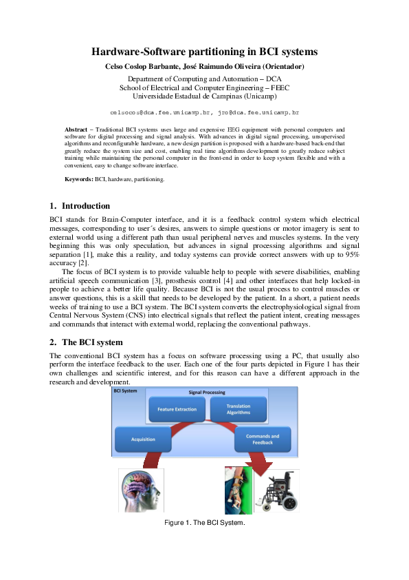 (PDF) Hardware-Software partitioning in BCI systems