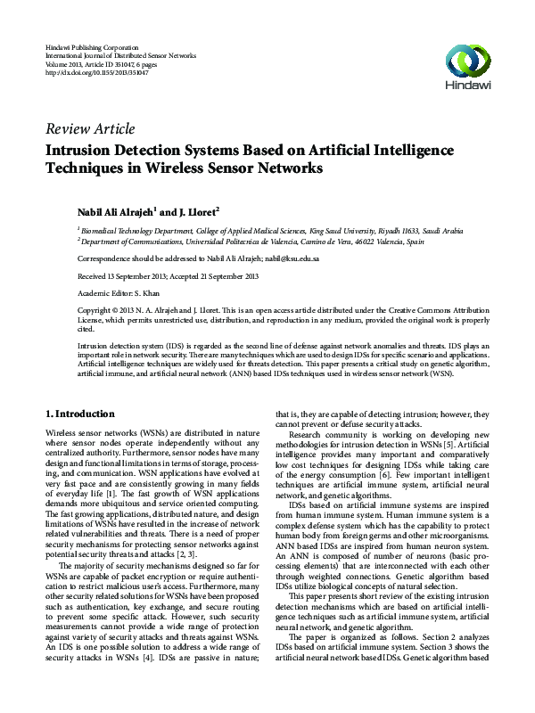 (PDF) Intrusion Detection Systems Based on Artificial Intelligence ... (PDF) Intrusion Detection Systems Based on Artificial Intelligence ...