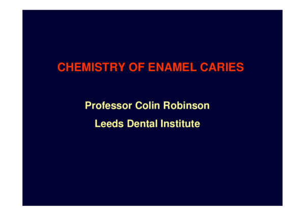 (PDF) Enamel Caries Chemistry