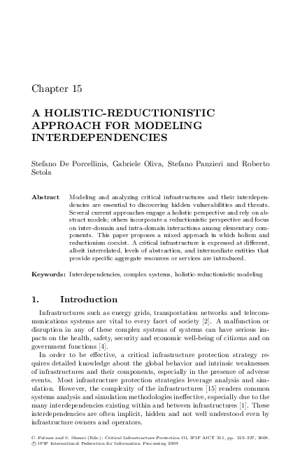 (PDF) A holistic-reductionistic approach for modeling interdependencies