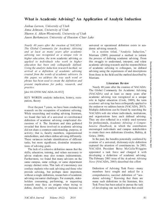 (PDF) What is Academic Advising? An Application of Analytic Induction