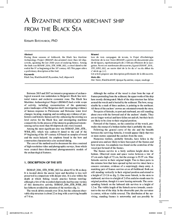 (PDF) A Byzantine period merchant ship from the Black Sea