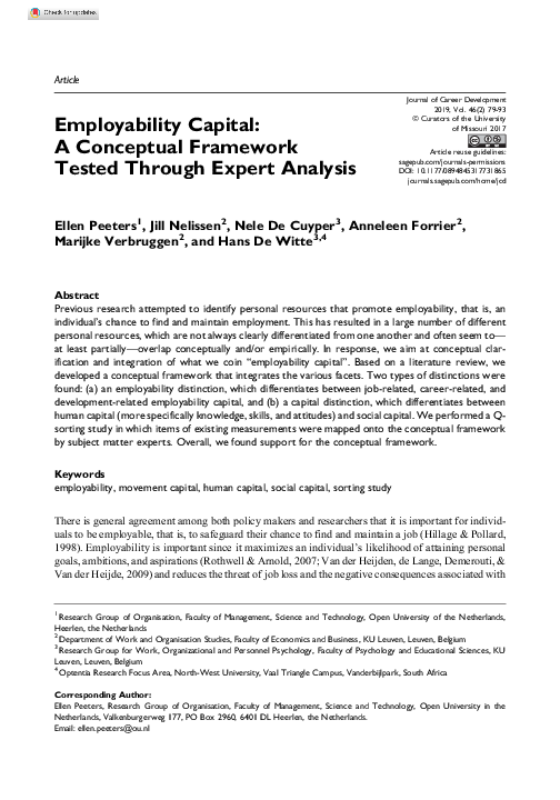 (PDF) Employability Capital: A Conceptual Framework Tested Through ...