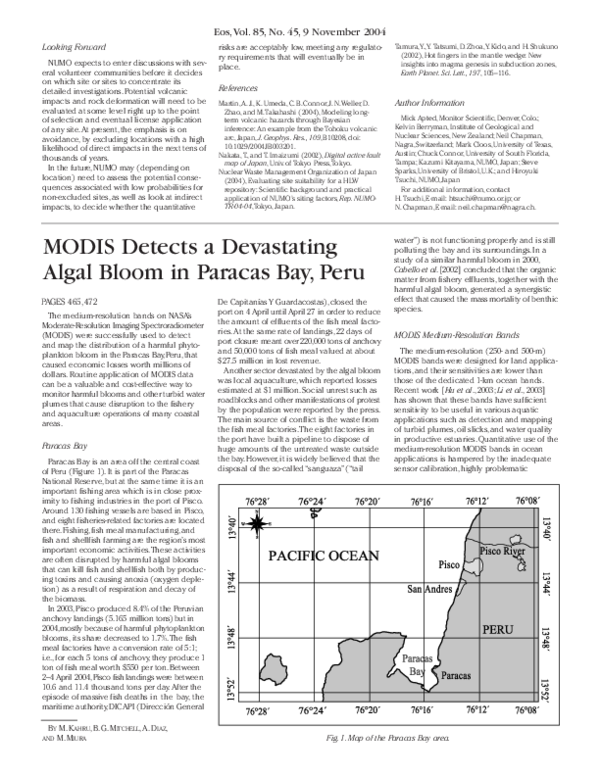 (PDF) MODIS detects a devastating algal bloom in Paracas Bay, Peru