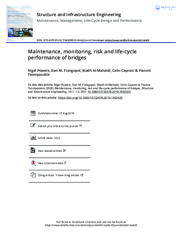 (PDF) Maintenance, monitoring, risk and life-cycle performance of bridges