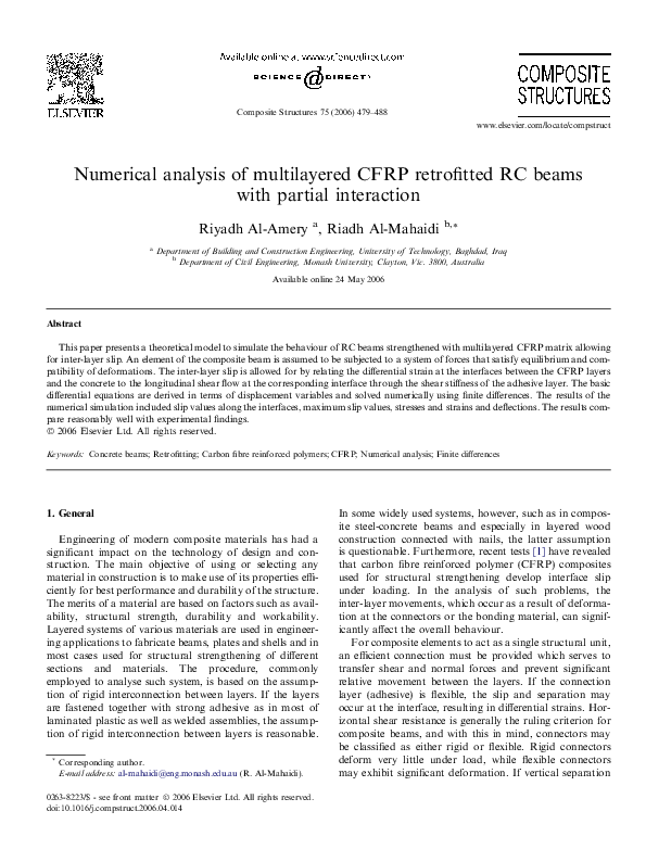 Pdf Numerical Analysis Of Multilayered Cfrp Retrofitted Rc Beams With