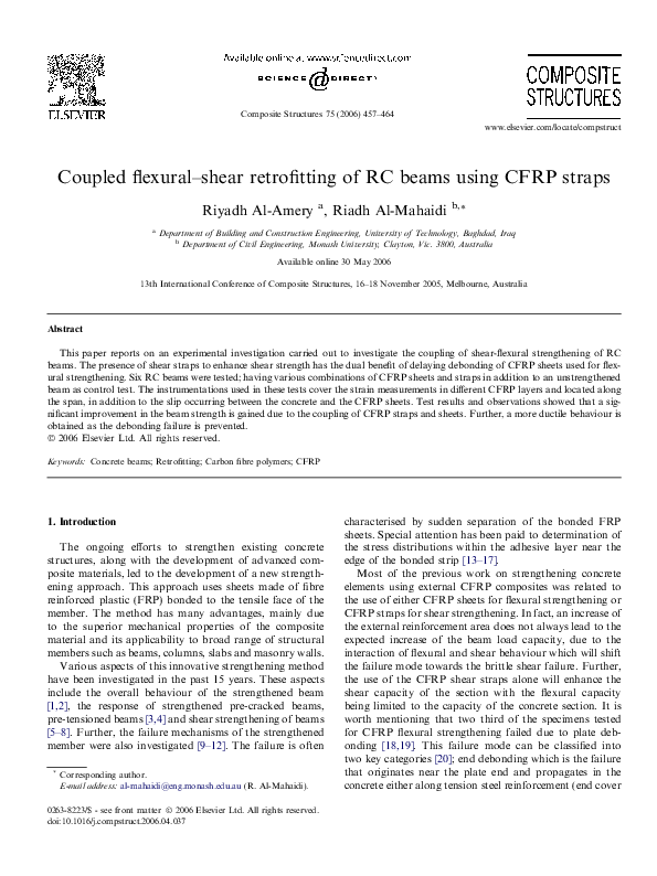(PDF) Coupled flexural–shear retrofitting of RC beams using CFRP straps