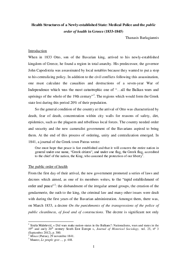 (PDF) Health Structures of a Newly-established State: Medical Police ...