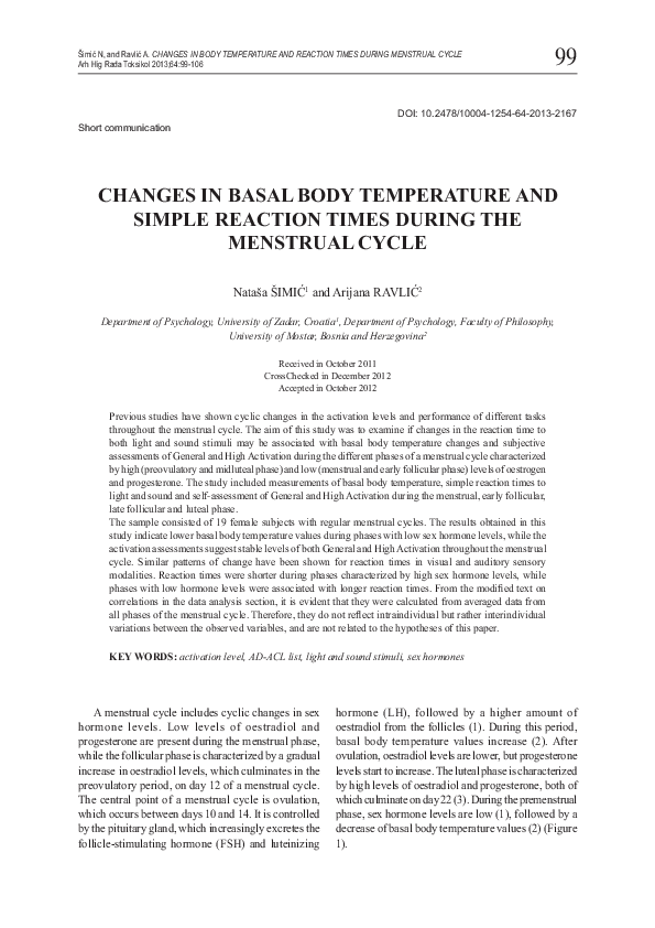 (PDF) Changes in Basal Body Temperature and Simple Reaction Times ...