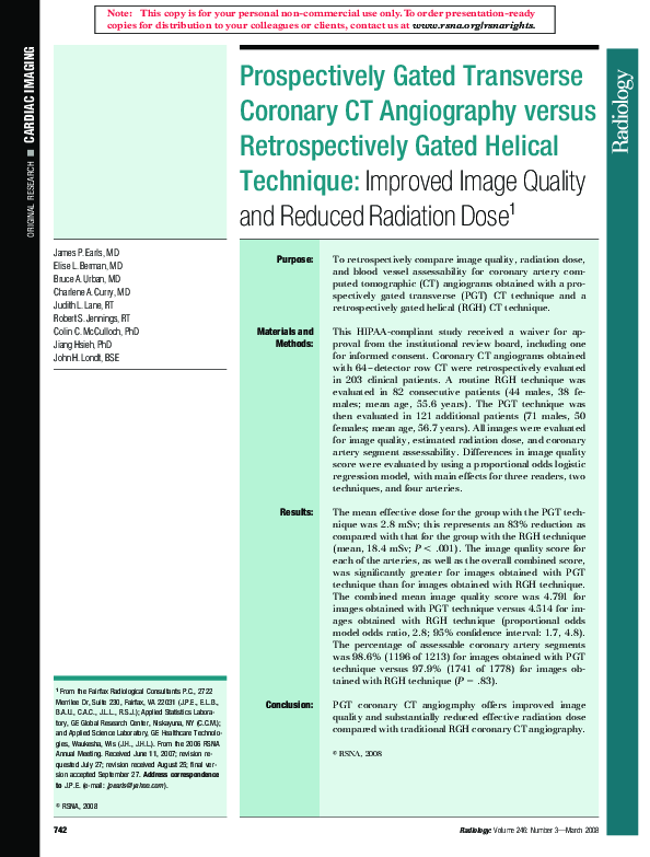 (PDF) Prospectively Gated Transverse Coronary CT Angiography versus ...