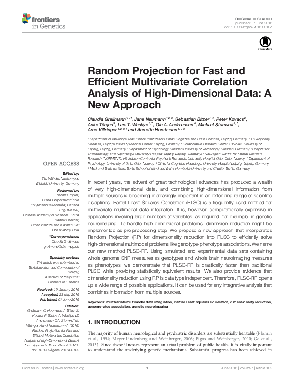 (PDF) Random Projection for Fast and Efficient Multivariate Correlation ...