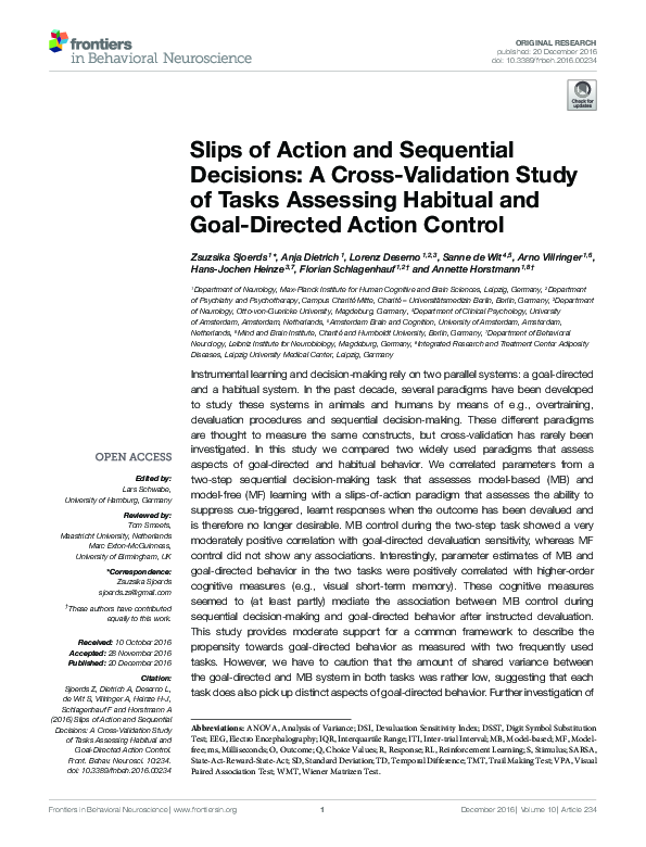 (PDF) Slips of Action and Sequential Decisions: A Cross-Validation ...
