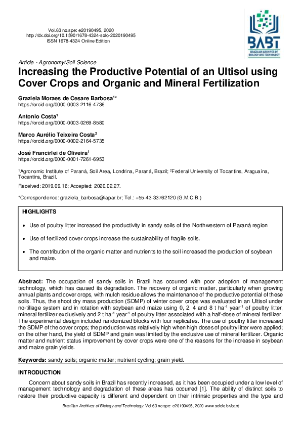 (PDF) Increasing the Productive Potential of an Ultisol using Cover ...