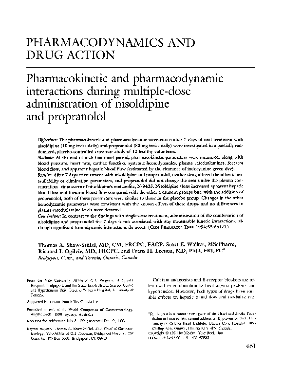 (PDF) Pharmacokinetic and pharmacodynamic interactions during multiple ...