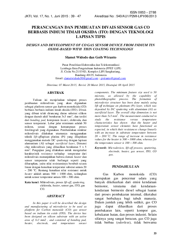 (PDF) Perancangan Dan Pembuatan Divais Sensor Gas Co Berbasis Indium ...