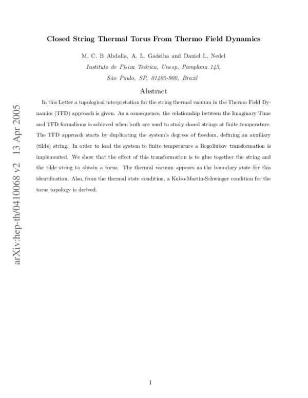 (PDF) Closed string thermal torus from thermo field dynamics | Daniel ...