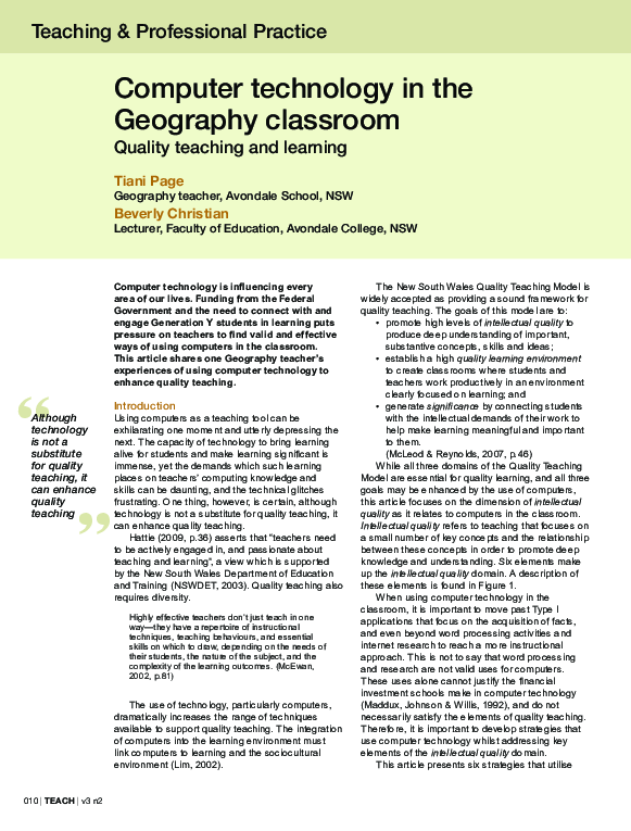 (PDF) Computer Technology in the Geography Classroom: Quality Teaching ...