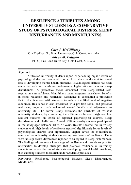(PDF) Resilience Attributes Among University Students: A Comparative ...