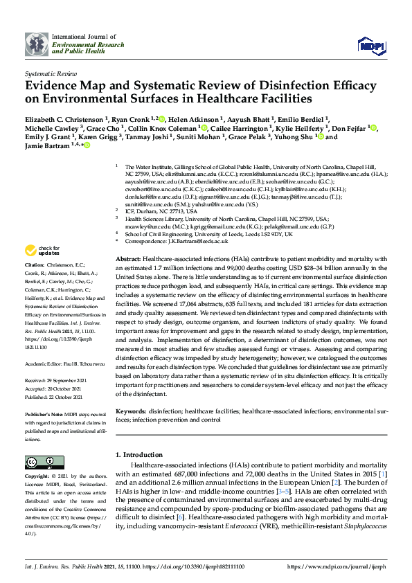 (PDF) Evidence Map and Systematic Review of Disinfection Efficacy on ...