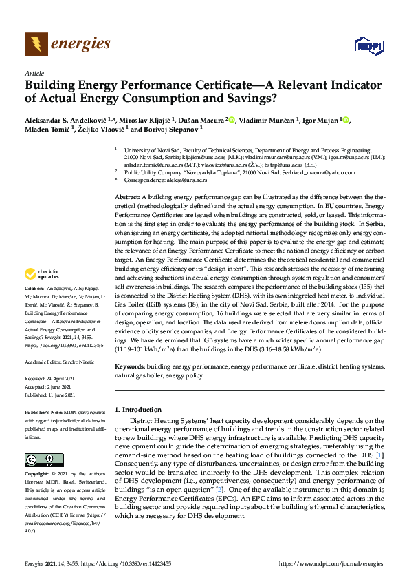 (PDF) Building Energy Performance Certificate—A Relevant Indicator of ...