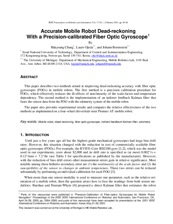 (PDF) Accurate mobile robot dead-reckoning with a precision-calibrated ...
