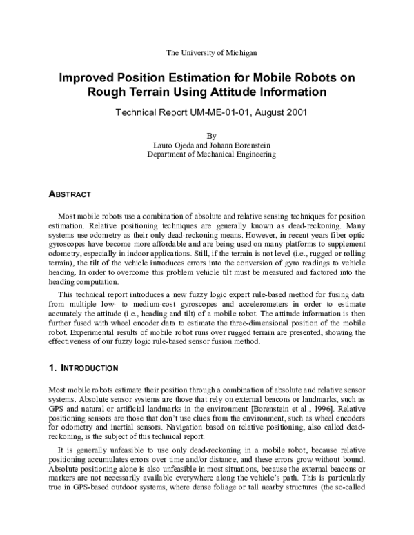 (PDF) Improved position estimation for mobile robots on rough terrain ...