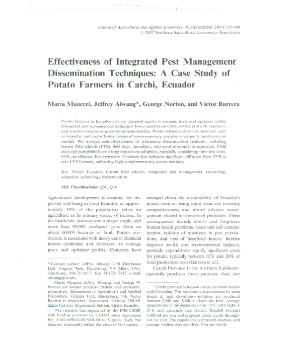 (PDF) Effectiveness of Integrated Pest Management Dissemination ...