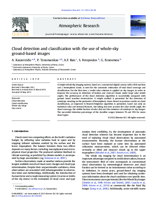 (PDF) Cloud detection and classification with the use of whole-sky ground-based images