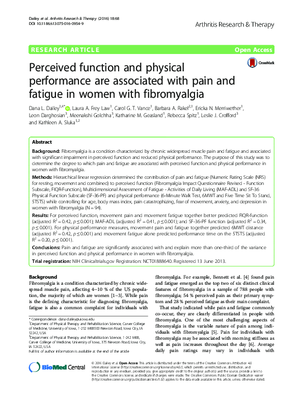 (PDF) Perceived function and physical performance are associated with ...