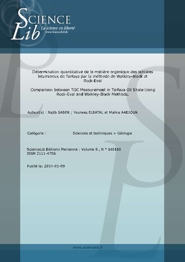 (PDF) Comparison between TOC Measurement in Tarfaya Oil Shale Using ...