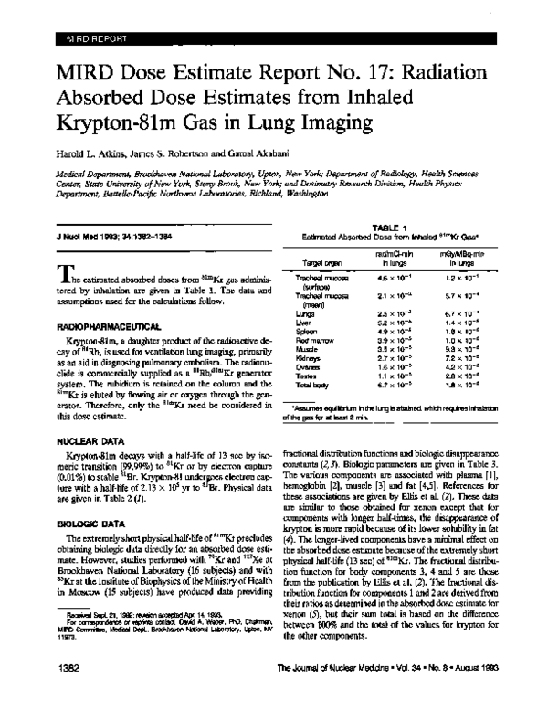 (PDF) MIRD dose estimate report no. 17: radiation absorbed dose ...